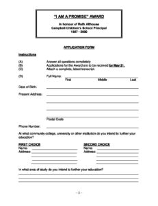 I Am A Promise Application Form – Grandview Kids